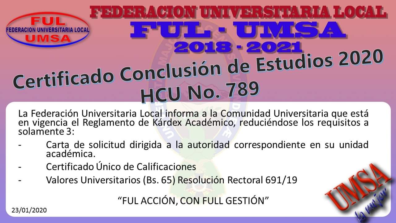 Certificados - FUL - Universidad Mayor de San Andrés